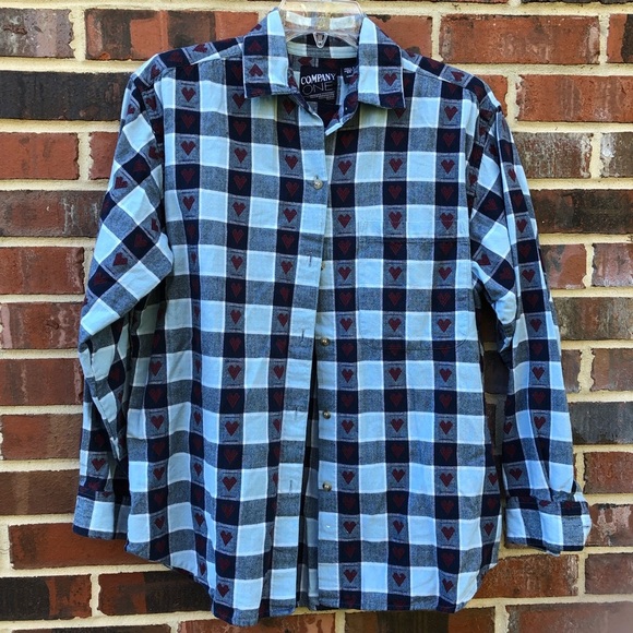Vintage | Tops | Vintage Company One Blue Checkered Long Sleeve | Poshmark